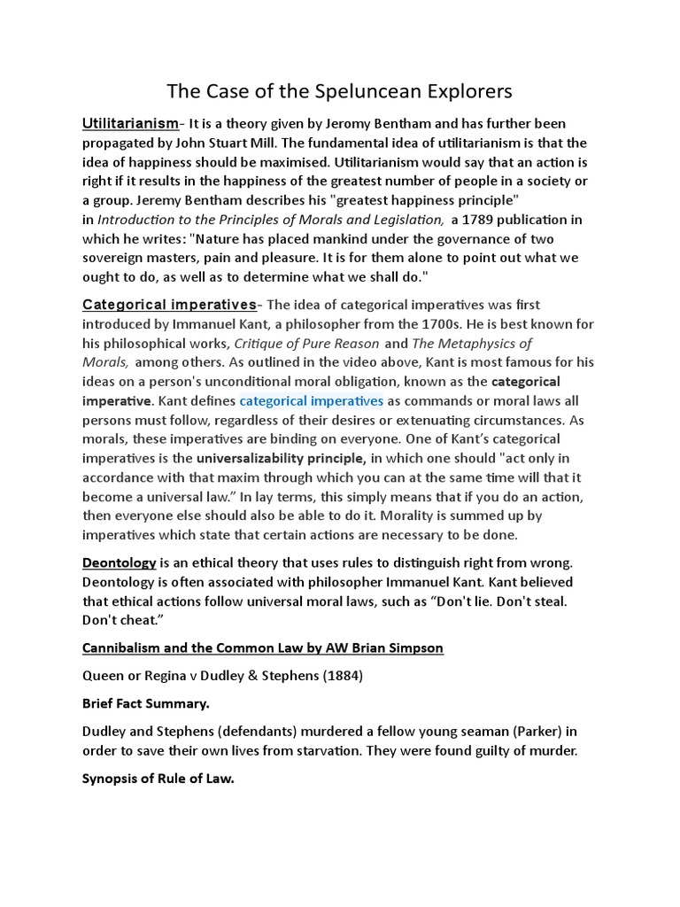 The Case of The Speluncean Explorers | PDF | Jurisprudence | Utilitarianism