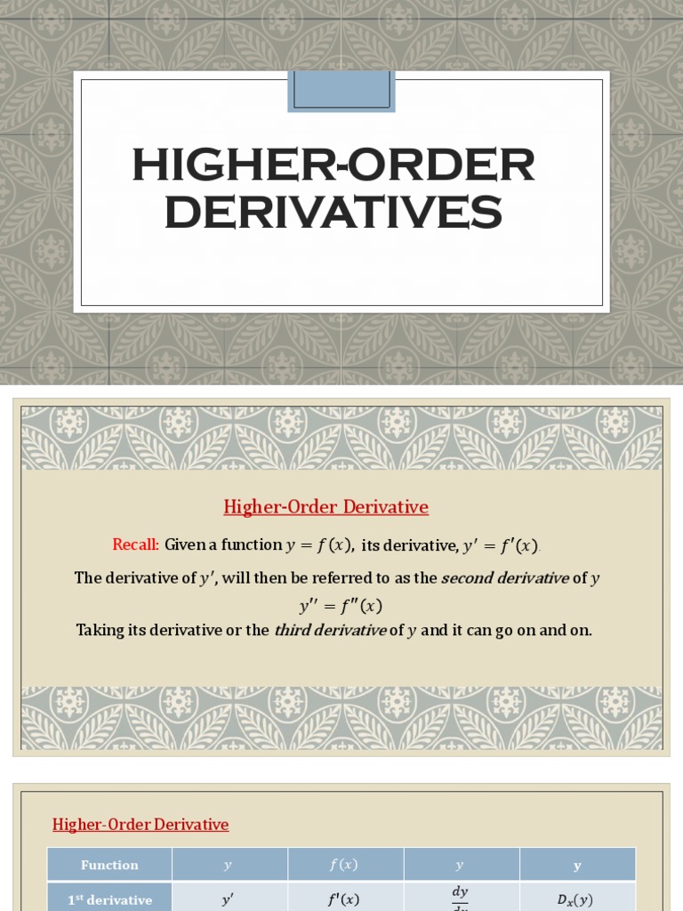 Lesson 6 Higher Derivatives and Implicit Differentiation | PDF | Derivative | Subtraction