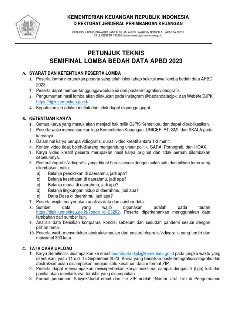 Juknis-Semifinal - Bedah Data APBD 2023 | PDF