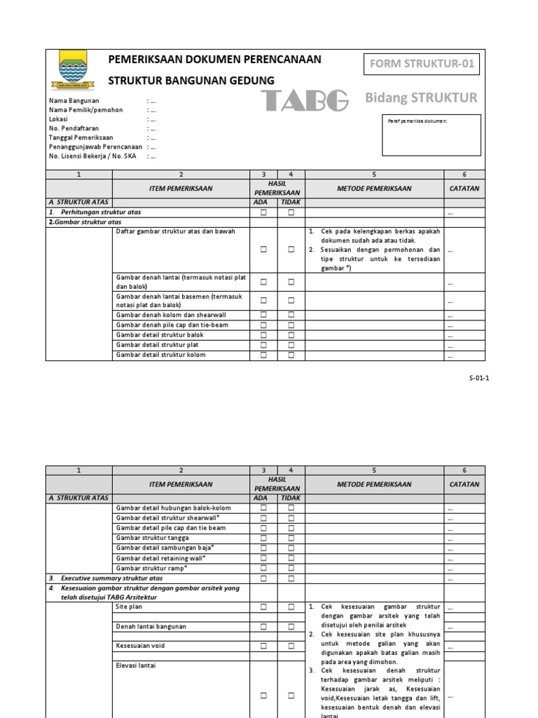 Pemeriksaan Dokumen Struktur Bangunan | PDF