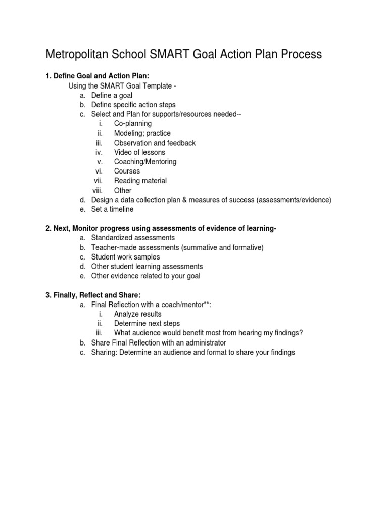 SMART Goal Action Plan Template Process | PDF | Goal | Mentorship
