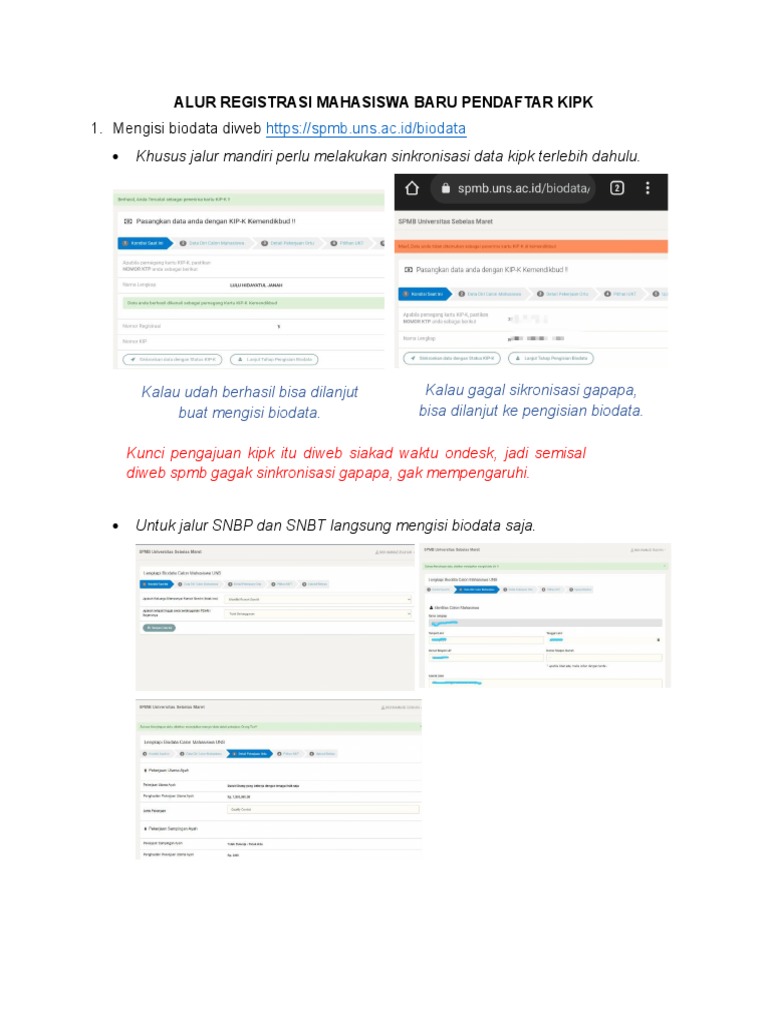 Alur Registrasi Mahasiswa Baru Pendaftar Kipk 2023-1 | PDF