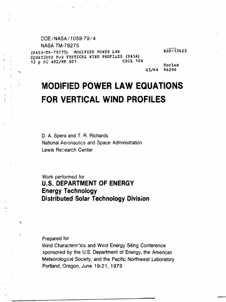 Modified Power Law Equations For Vertical Wind Profiles | Download Free ...