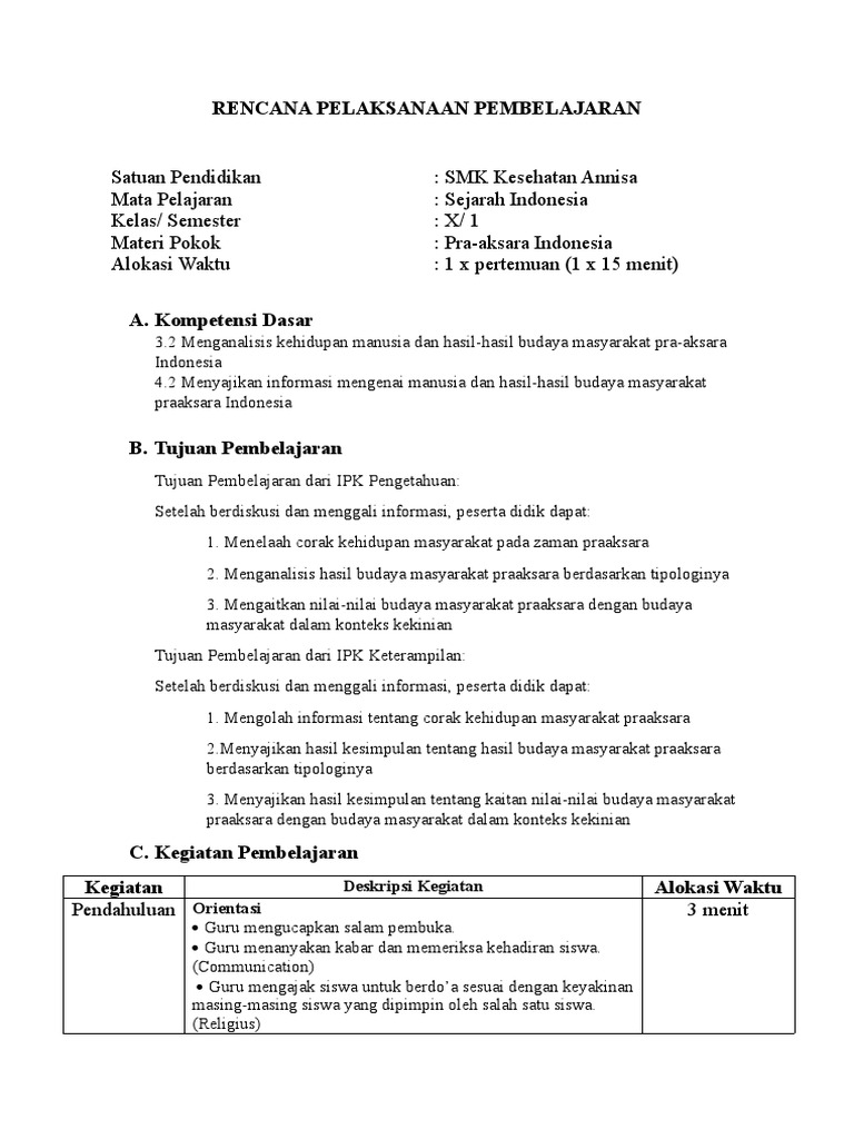 RPP SMK Kesehatan Annisa | PDF