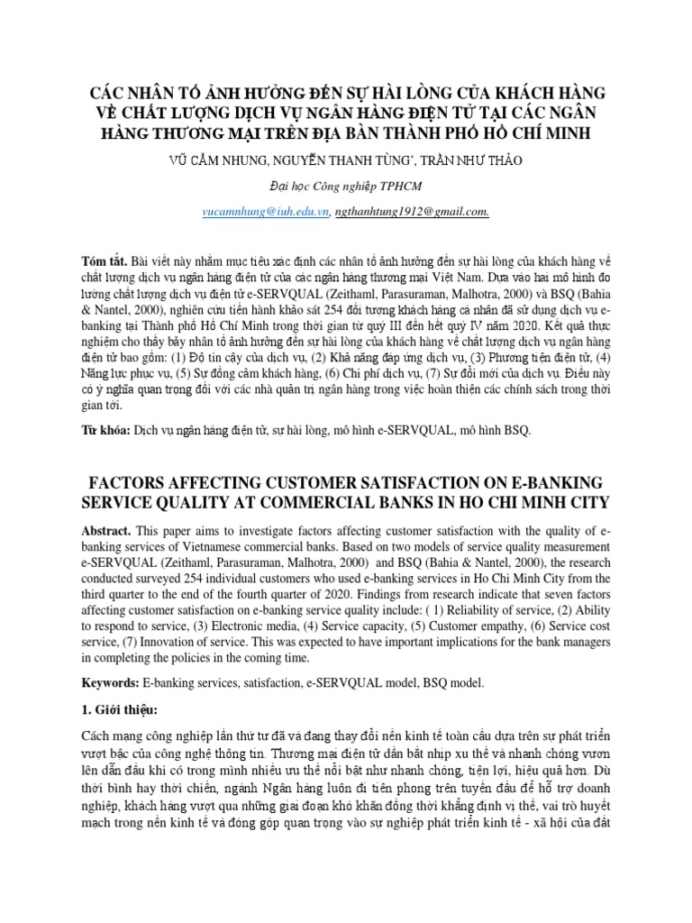 Factors Affecting Customer Satisfaction On E-Banking Service Quality at ...