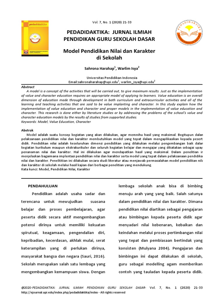 Model Pendidikan Nilai & Karakter | PDF