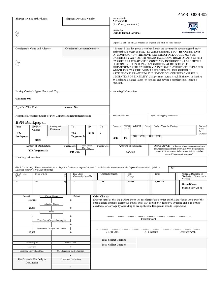Shipment AWB-00001305 | PDF | Economies | Business