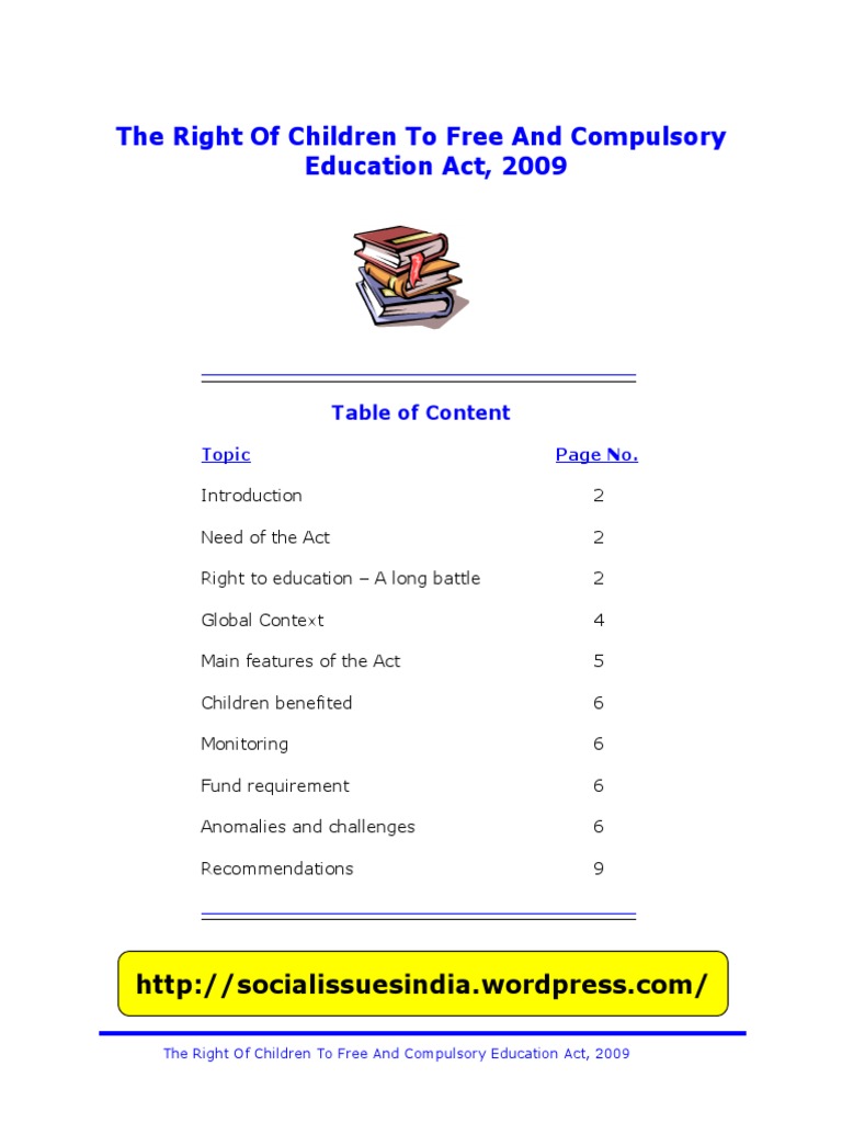Right To Education Act 2009 | PDF | Teachers | Private School