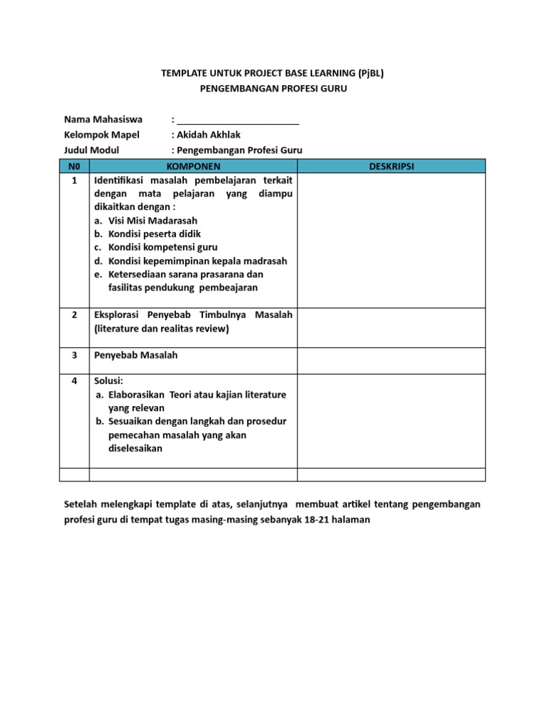 Template PJBL PPG 2023 | PDF