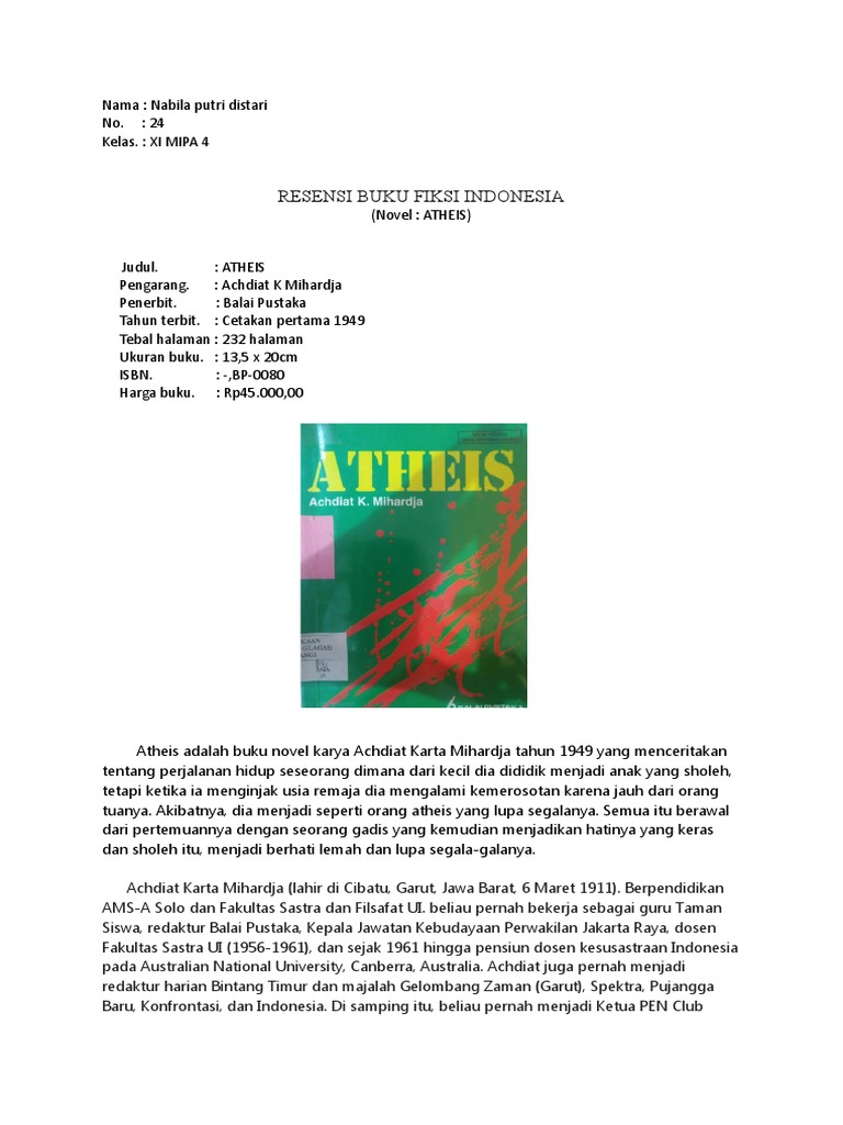 Resensi Novel "Atheis" | PDF