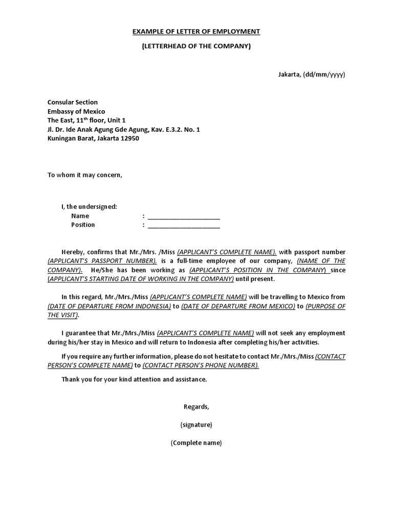 Employment Letter for Visa Application | PDF | Language Arts & Discipline