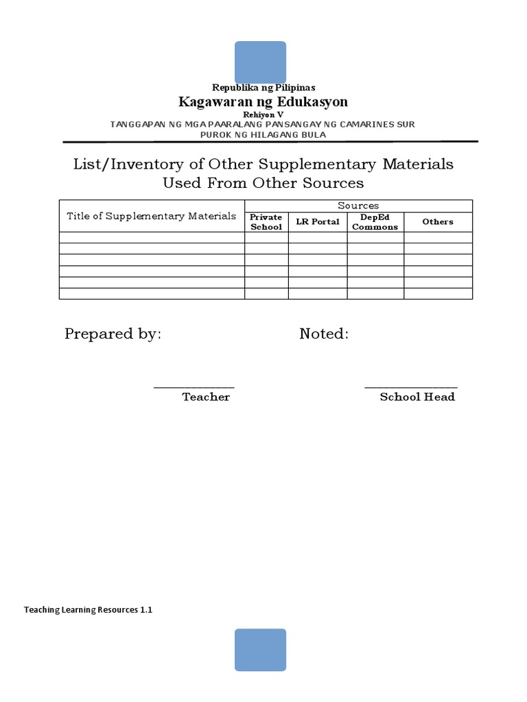 Learning Resources Templates For MOVS | PDF | Learning