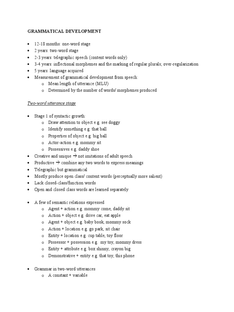 Grammatical Development of Children | PDF