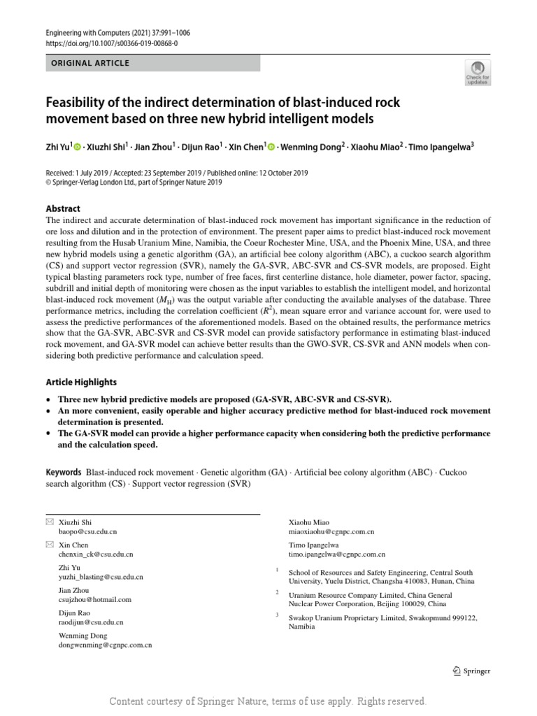 Feasibility of The Indirect Determination of Blast | PDF | Artificial Neural Network | Support ...
