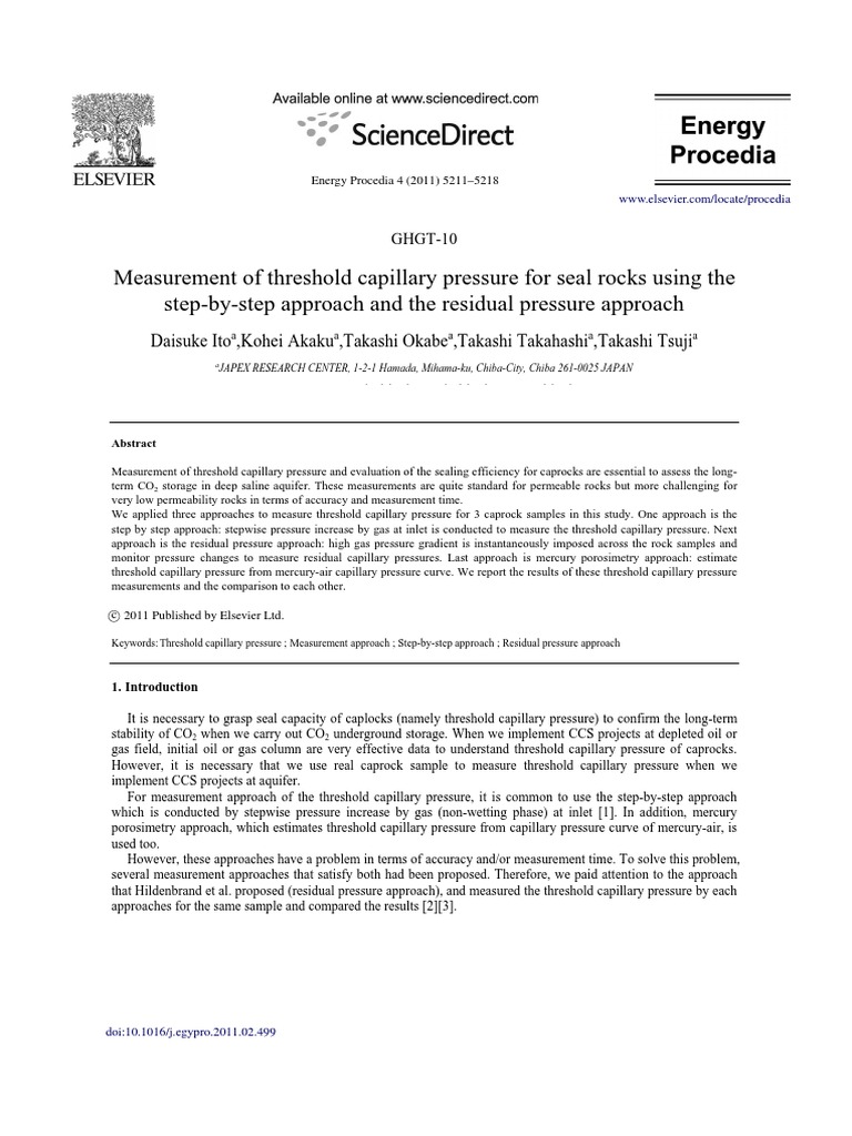 Measuring Threshold Capillary Pressure | PDF | Pressure | Pascal (Unit)