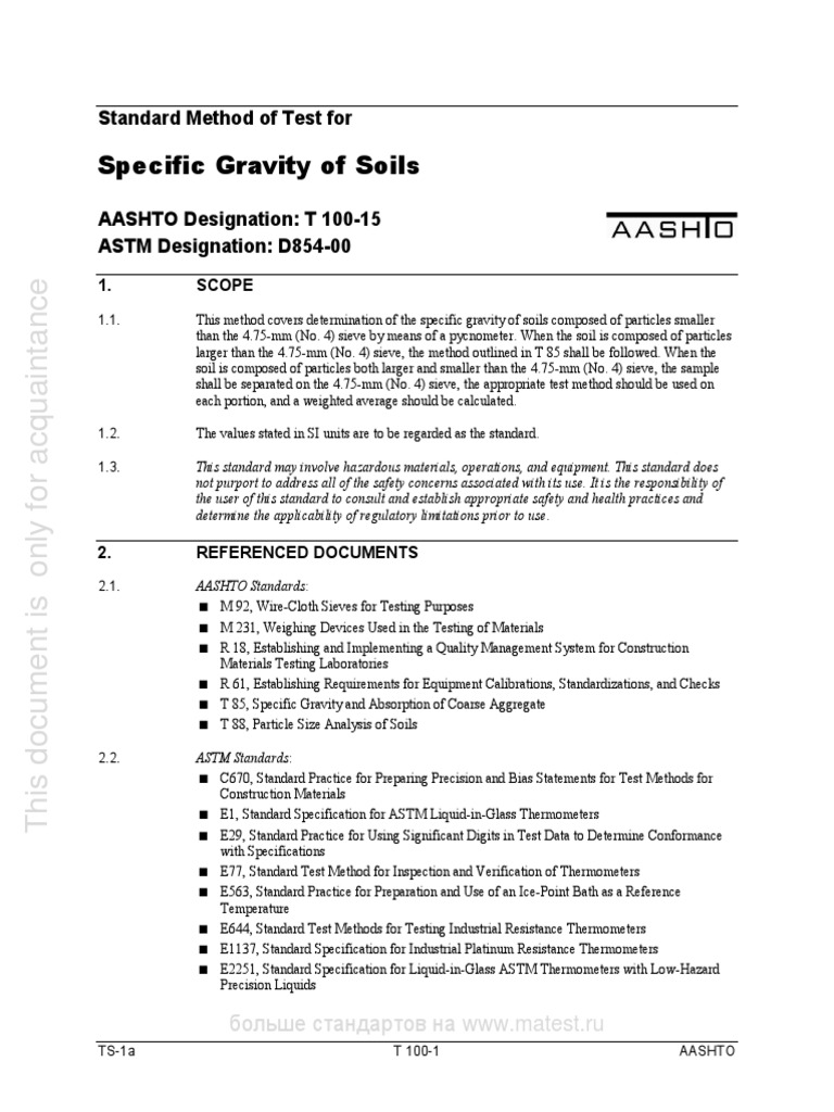 Aashto T 100-15 | PDF