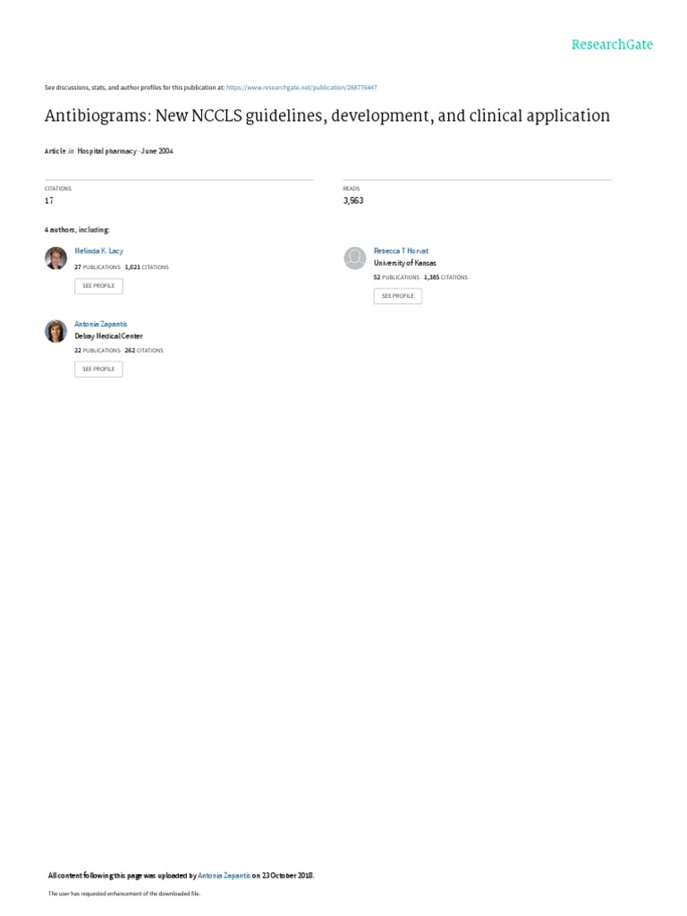 Antibiogram New NCCLS Guidelines, Development and Clinical Implication ...