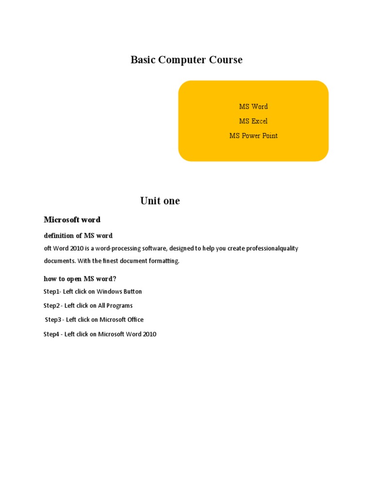 Basic Computer Course | PDF