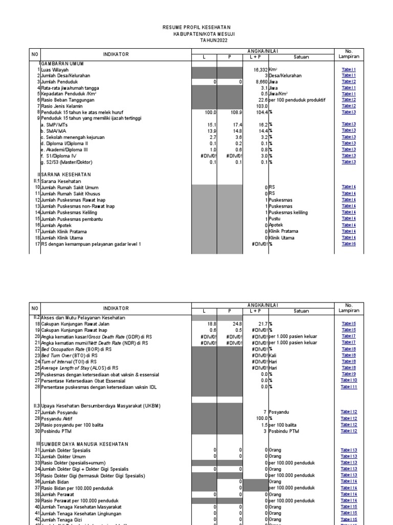Master - Lampiran Juknis Profil Kesehatan 2022 Baru | PDF