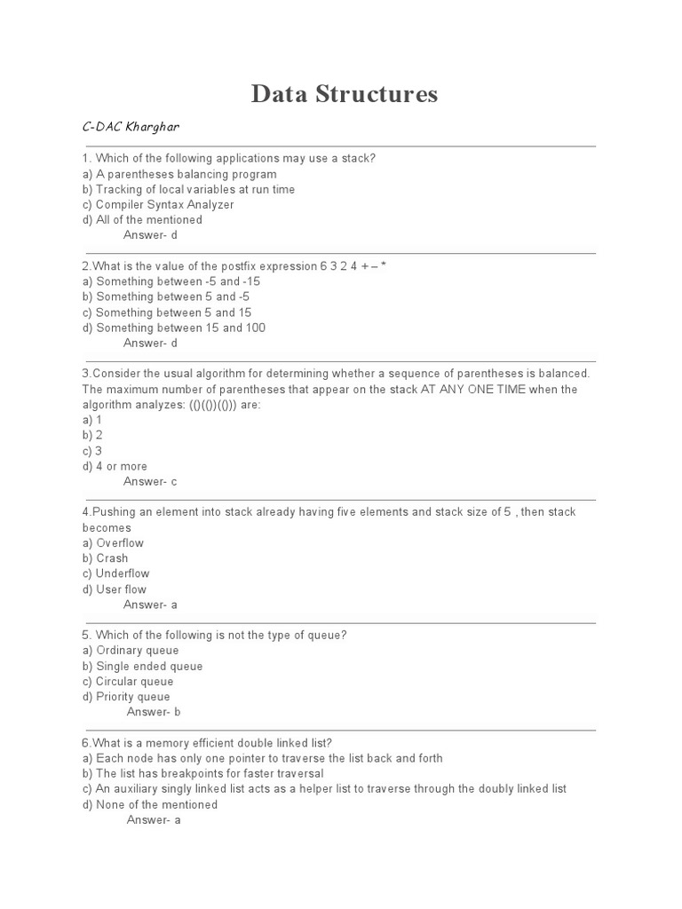 C-DAC CCEE Data Structures Exam Guide | PDF | Computers