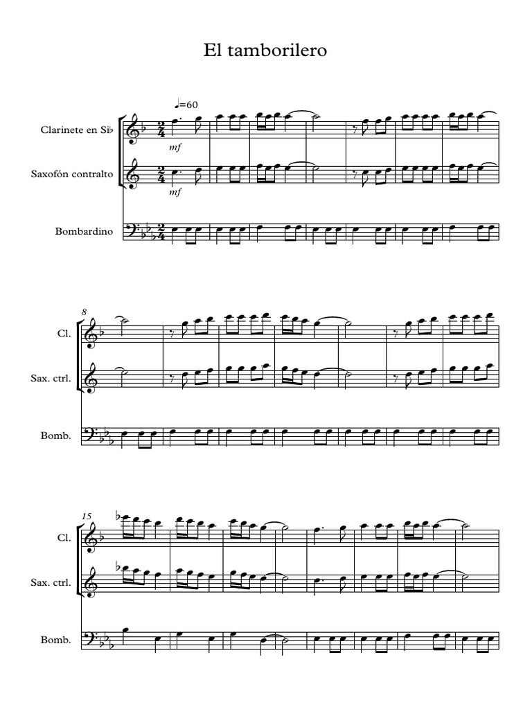 El Tamborilero - Partitura y Partes | PDF