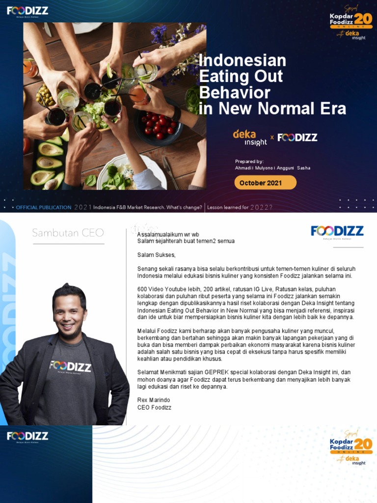 Indonesia Eating Out Behavior in New Normal Era Foodizz X Deka Insight | PDF