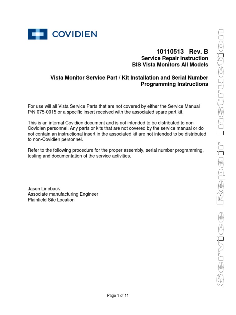 VISTA Service Instructions | PDF | Electrical Connector | Computer Monitor