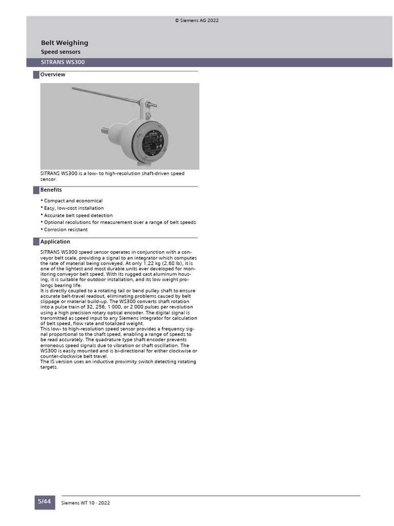 Catalog - Cam Bien Toc Do WS300 | PDF