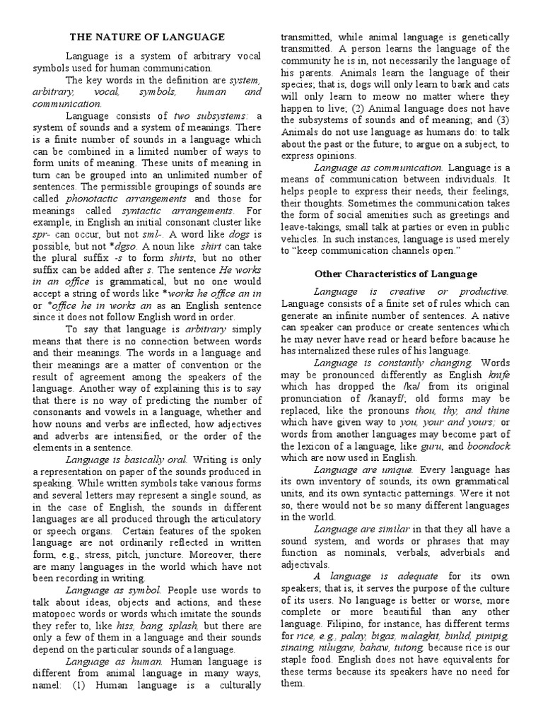 The Nature of Language | PDF | English Language | Word