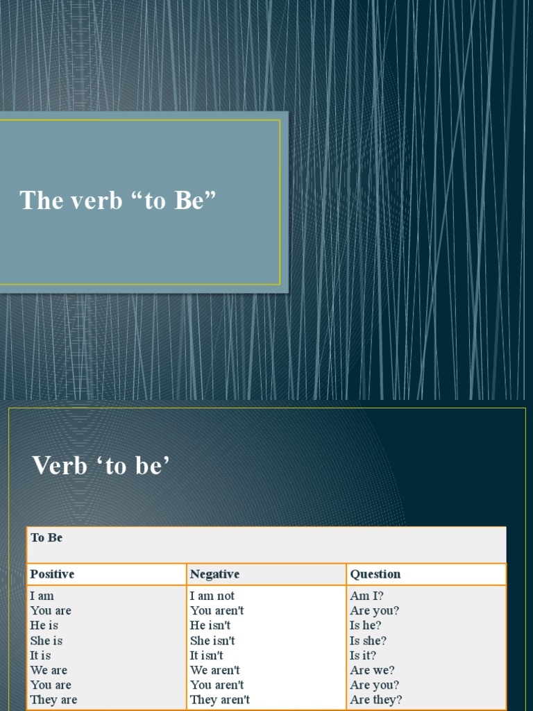 The Verb 'To Be' | Download Free PDF | Verb | Human Communication