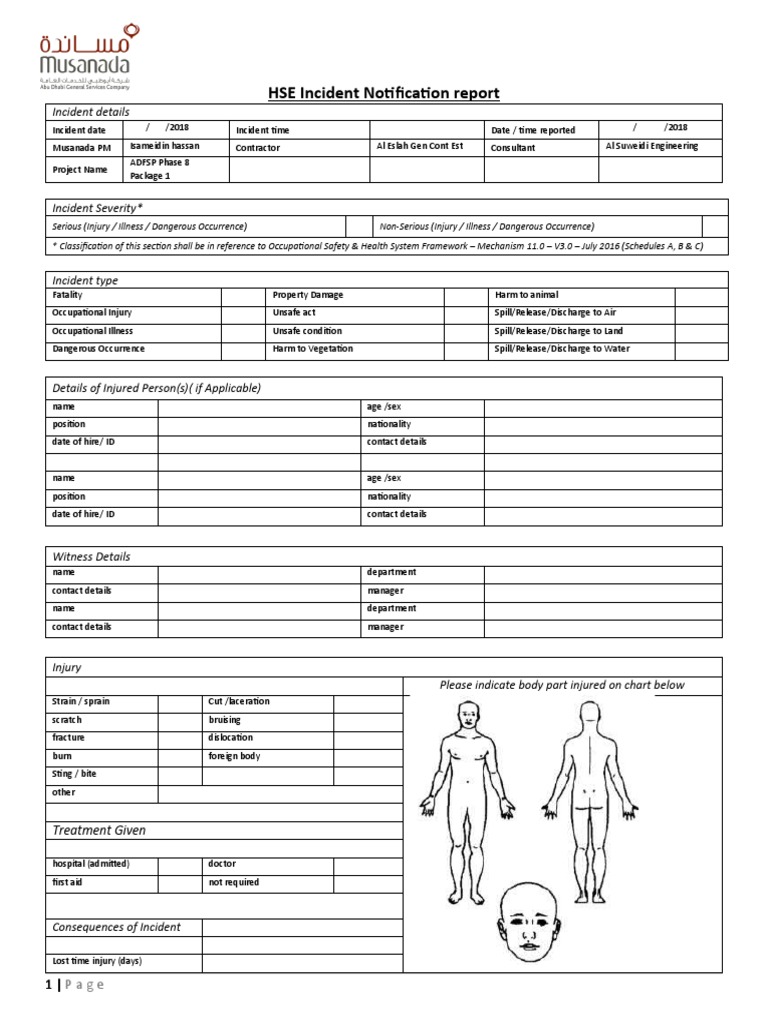 01 - IMS TMT 27 HSE Incident Notification | PDF | Injury | Occupational ...