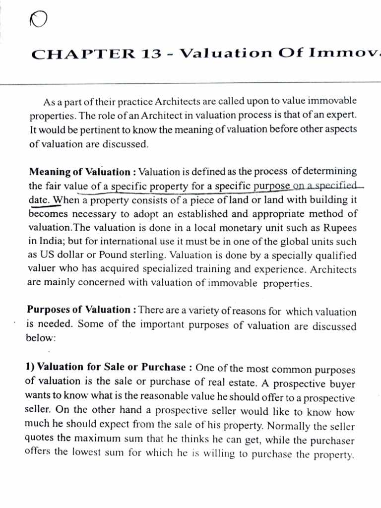 Valuation of Immovable Properties | PDF