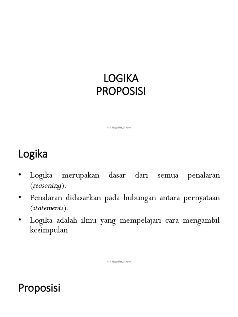 Pengantar Logika Proposisi | PDF