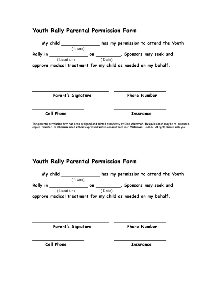Youth Rally Parental Permission Form | PDF