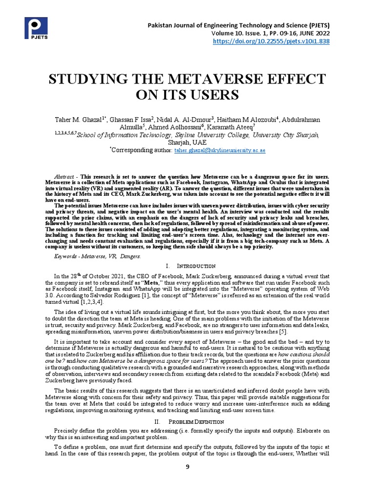 Metaverse User Risks and Solutions | PDF | Computers