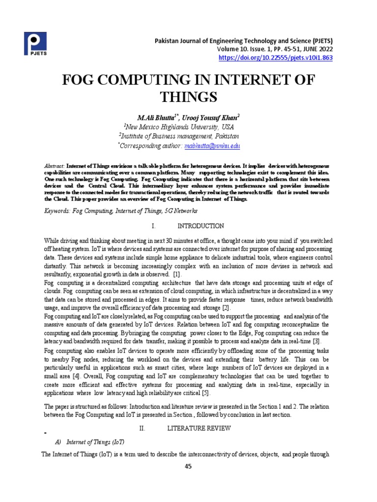 Fog Computing in Internet of Things | PDF | Internet Of Things | Computer Security