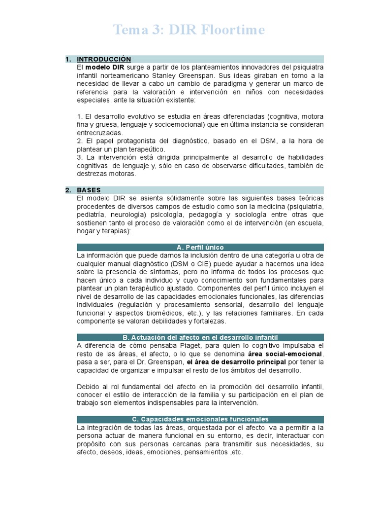 Tema 3. DIR Floortime | PDF | Las emociones | Comunicación