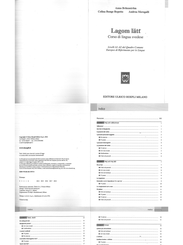 Lagom Lätt. Corso Di Lingua Svedese | PDF
