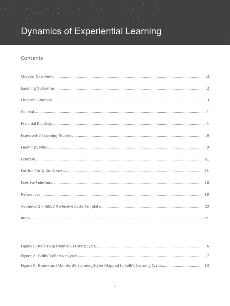Topic Workbook - Dynamics of Experiential Learning | PDF | Learning Styles | Reflective Practice