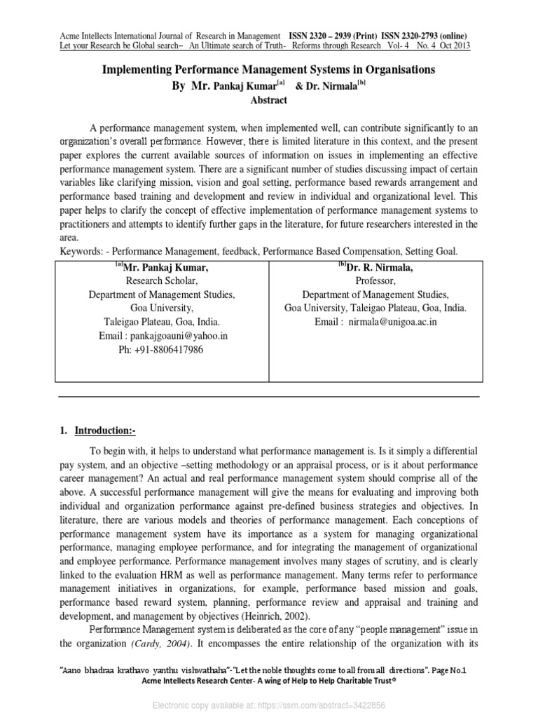 TL4 - Implementing Performance Management Systems in Organisations | PDF