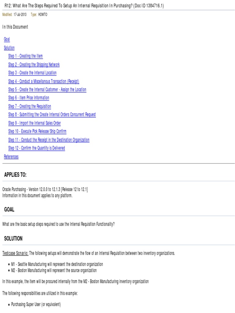 What Are The Steps Required To Setup An Internal Requisition | PDF ...