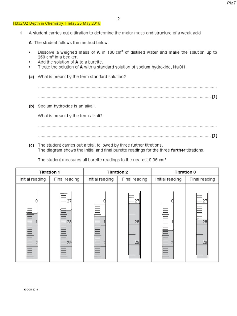 Titration and Moles Exam Questions | Download Free PDF | Chemistry | Titration