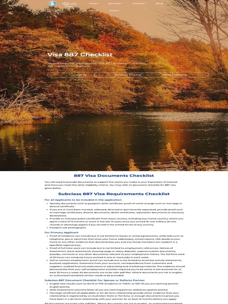 887 Visa Documents Checklist | PDF | Travel Visa