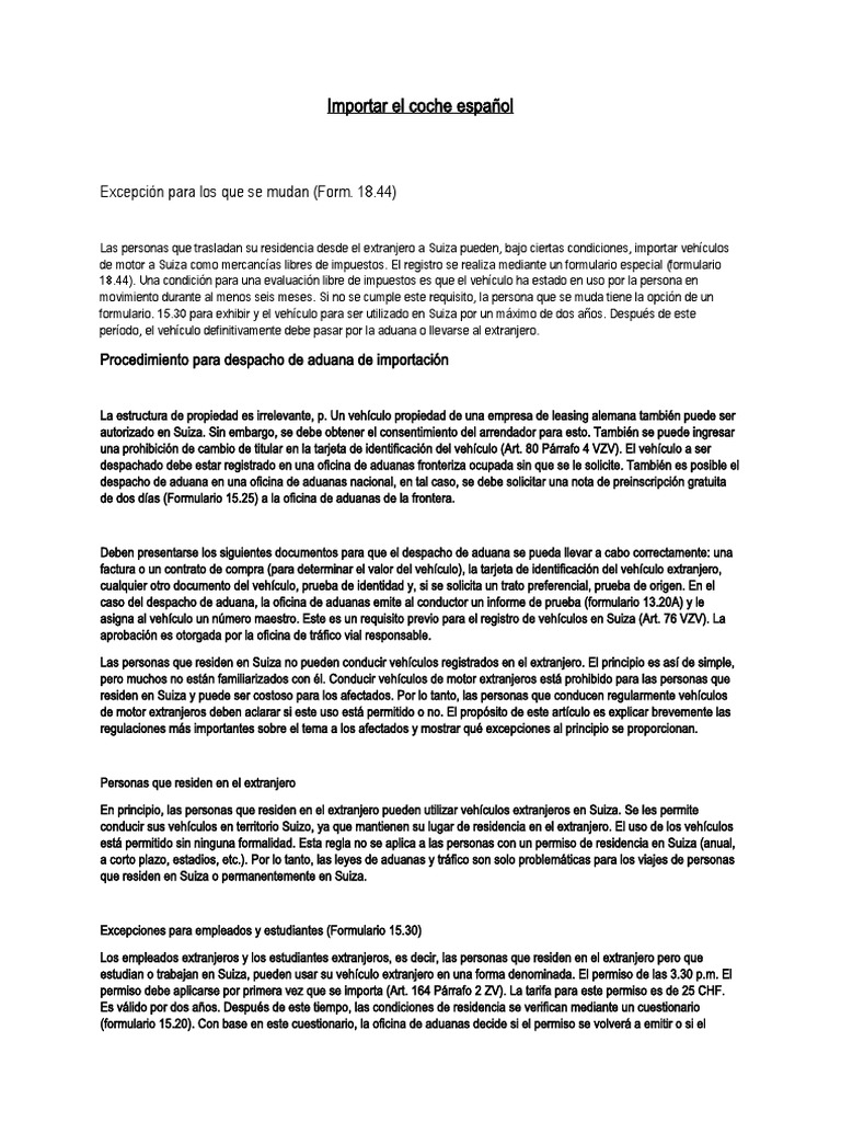 Importar El Coche Español | PDF