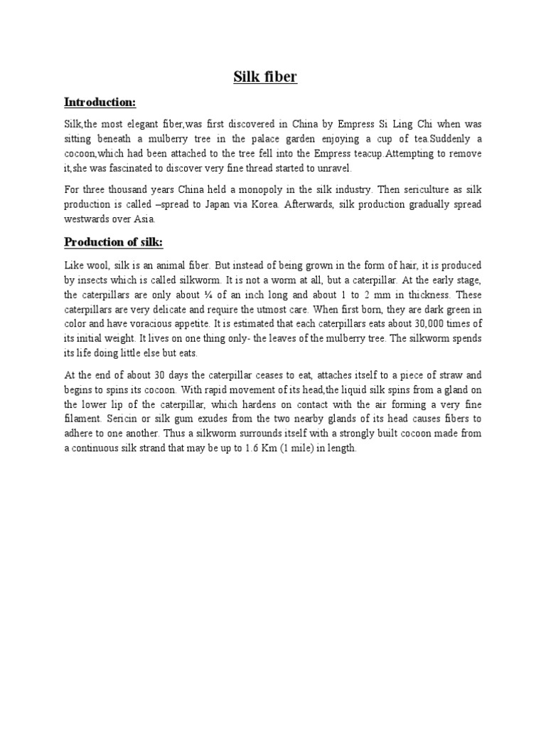Silk Fiber | PDF | Silk | Textiles