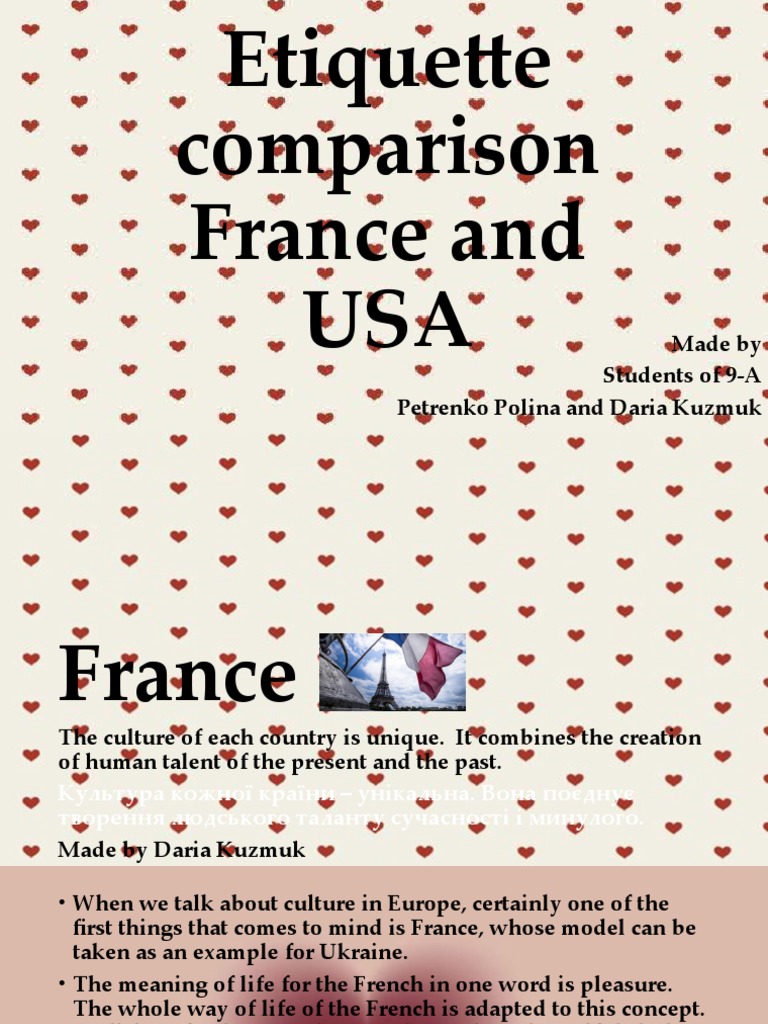 Еtiquette Comparison France and USA | PDF