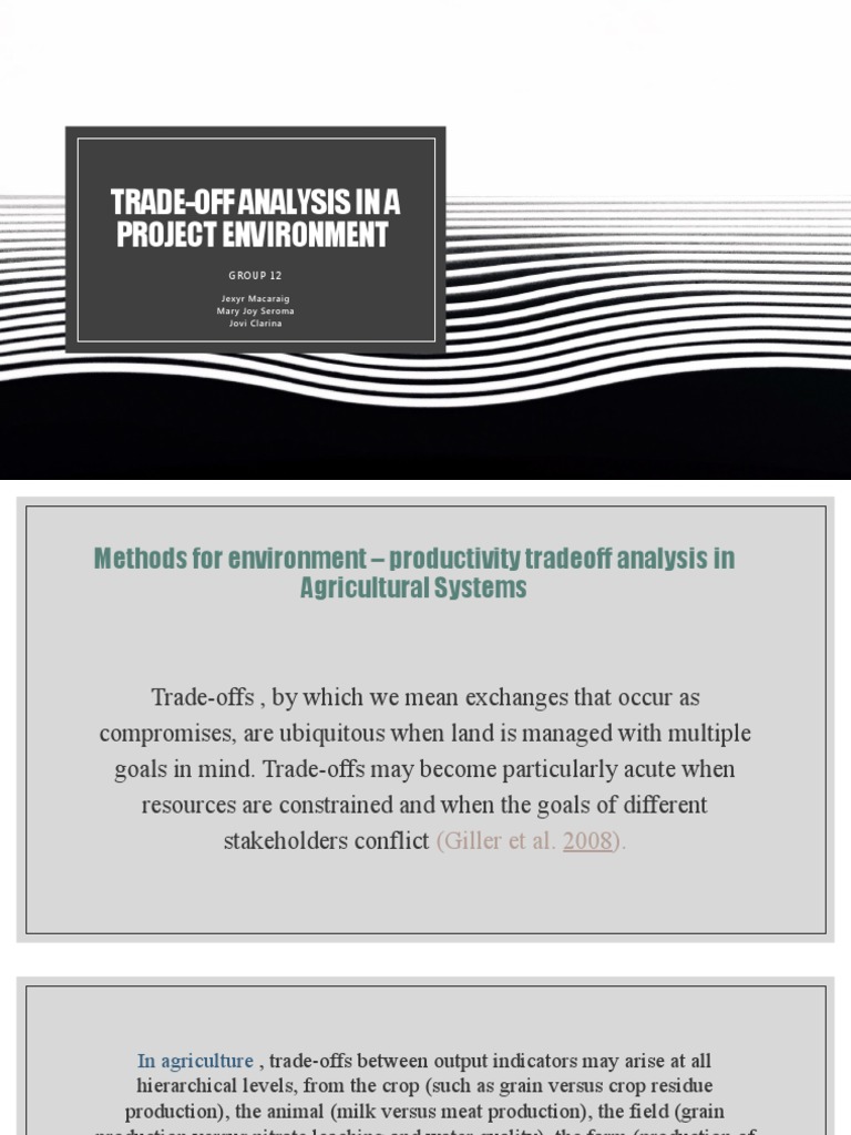 Trade Off Analysis In A Project Environment Group 12 Pdf Trade Off