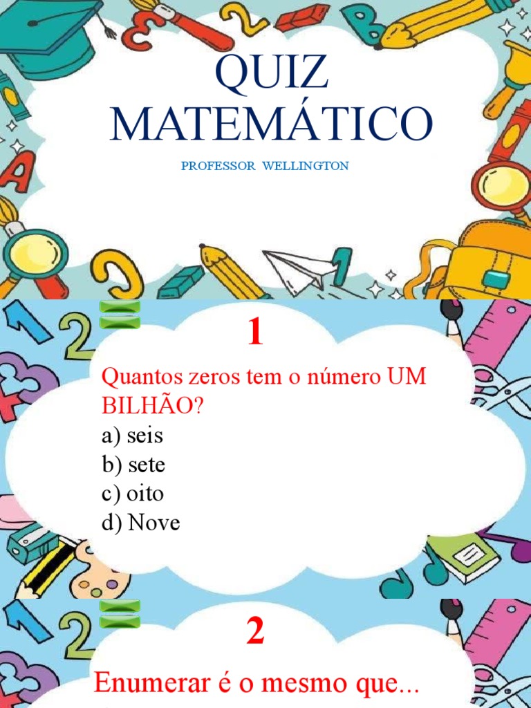 Quiz Matemático | PDF | Números | Matemática