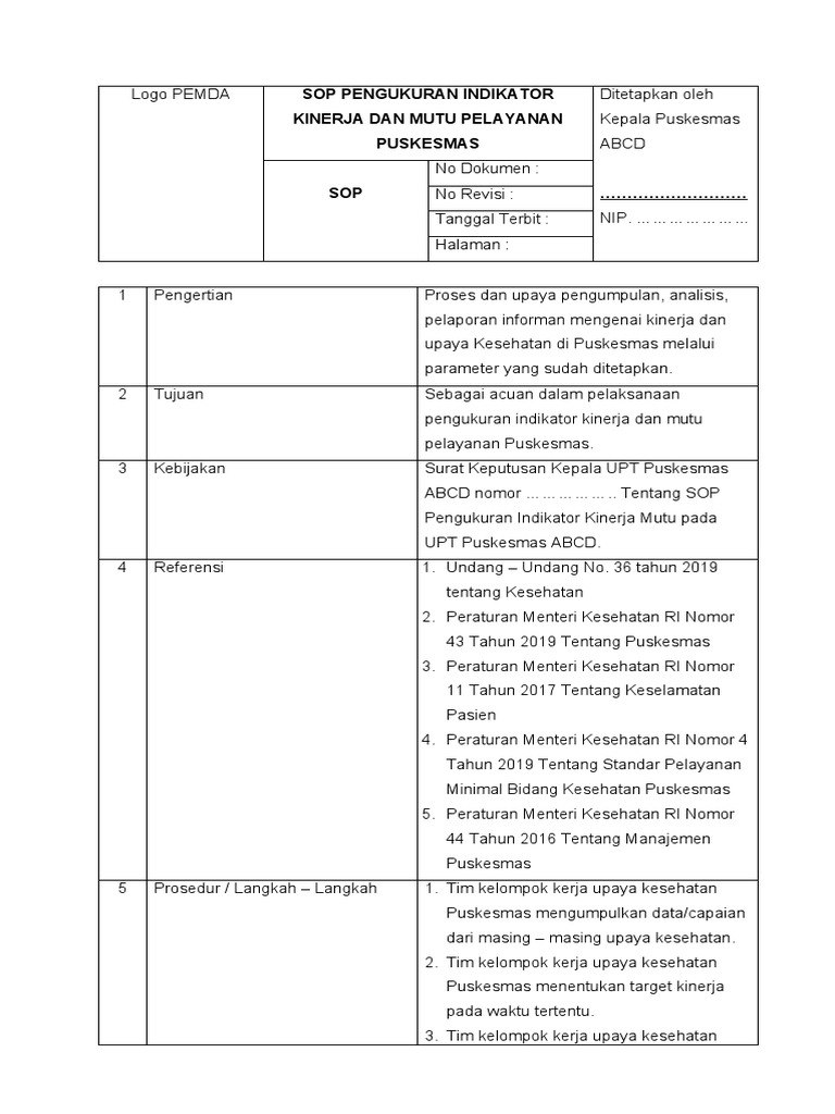 SOP Pengukuran Indikator Mutu | PDF | Pengembangan Diri