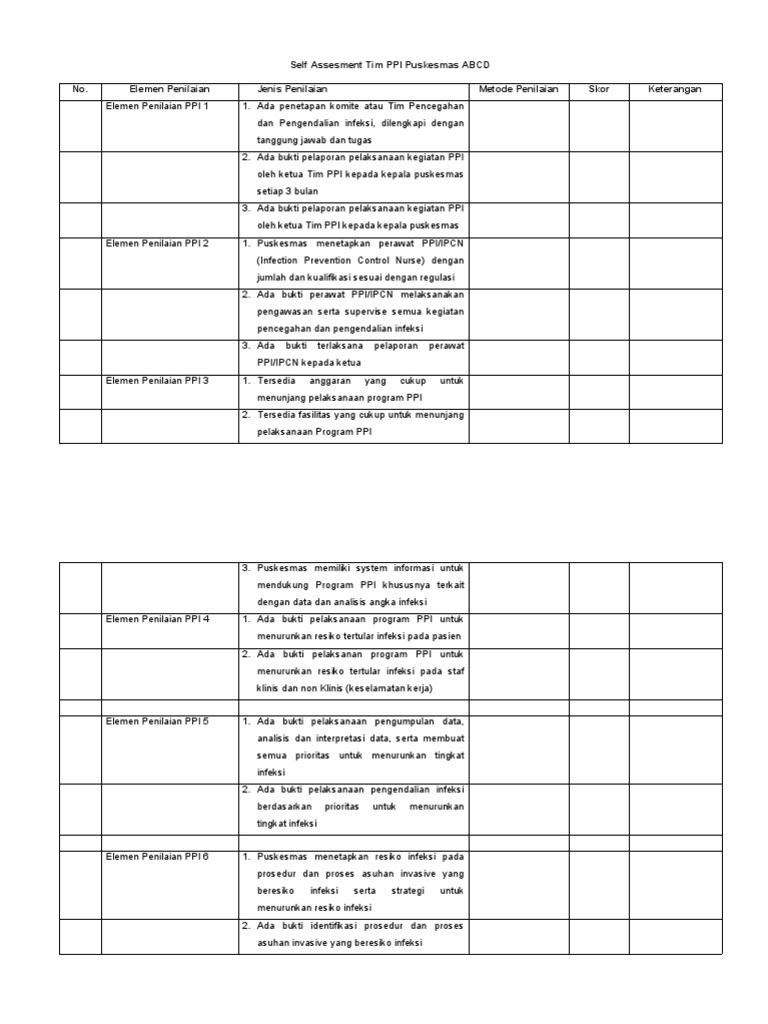Contoh Dokumen Self Assessment PPI | PDF